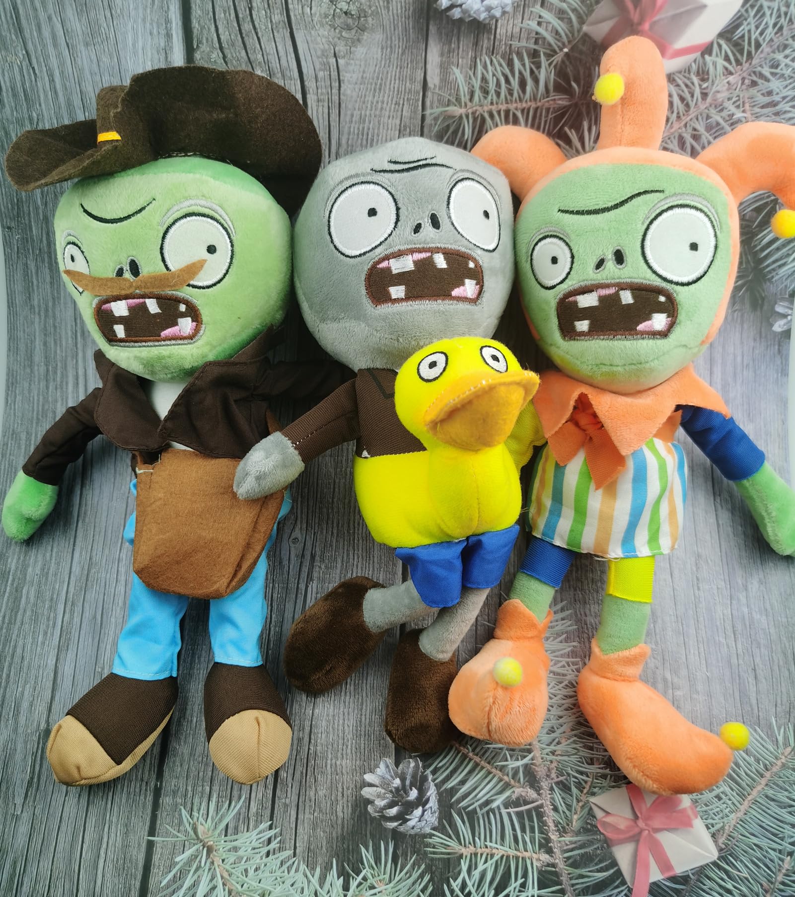3 PCS Plants and Jester Plush Zombie Sets Toy Postman, 1 2 Stuffed Soft Jester Zombie Doll, Duck Zombies PVZ Plush Figure Doll New