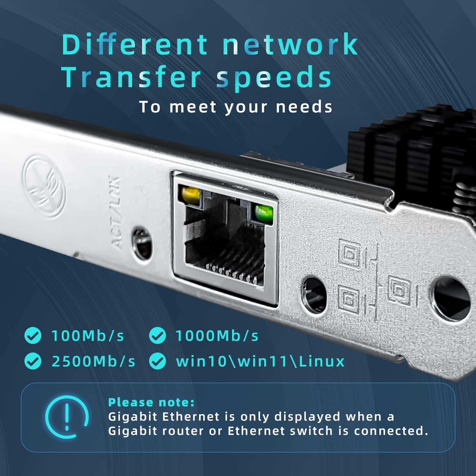 2.5GBase-T PCIe Network Adapter 2.5 gb Ethernet Card,RLihm 2.5gb Network Card RJ45 LAN Port,2500/1000/100Mbps,1 Port,for Gaming/Office, Support Windows/Linux with a Low Profile Bracket,I225-V Chipset