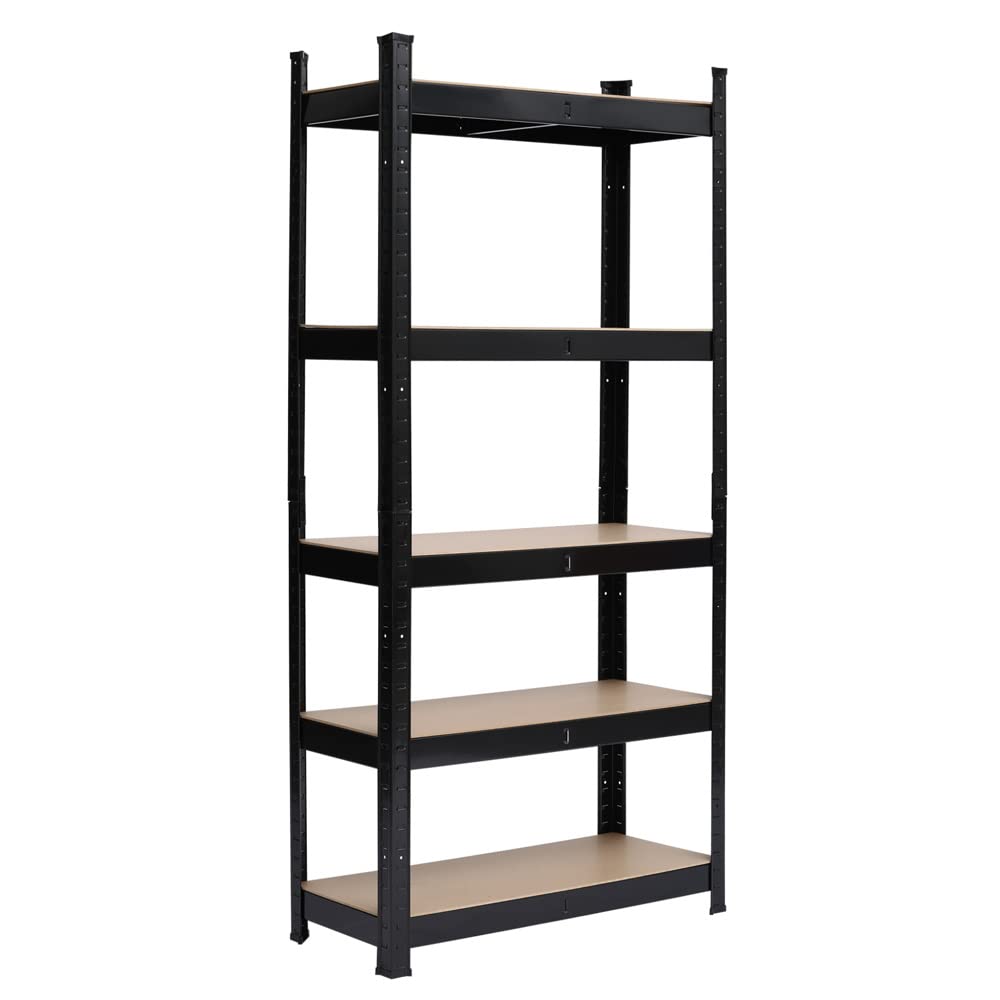 150 x 75 x 30cm 5 Tiers Powder Coated Storage Rack Black