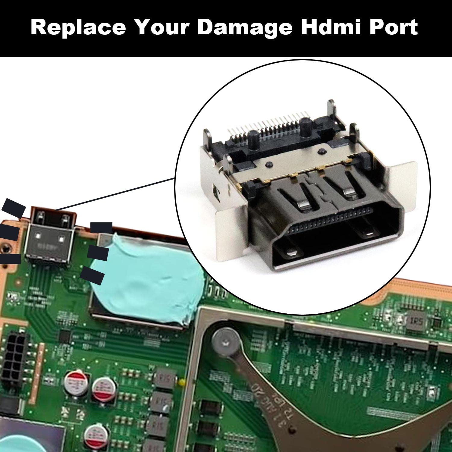 Aosai 1pcs HDMI Port Replacement for Xbox Series X, Display Socket Jack Connector Replacement for XSX Console, Original OEM Quality (for Xbox Series X, Sliver - 1 Pcs)