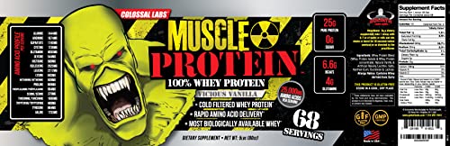Colossal Labs 100% Whey Protein Powder Isolate/Blend | Fast-Absorbing Workout Supplements for Men and Women | 25g of Pure Protein and 5.5g of BCAAs in Each Serv | Vanilla, 5 Pound (Pack of 1), 68 Servings