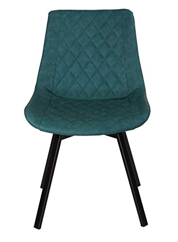Cortesi Home Azov Swivel Dining Chairs, Set of 2, Deep Aqua Faux Leather