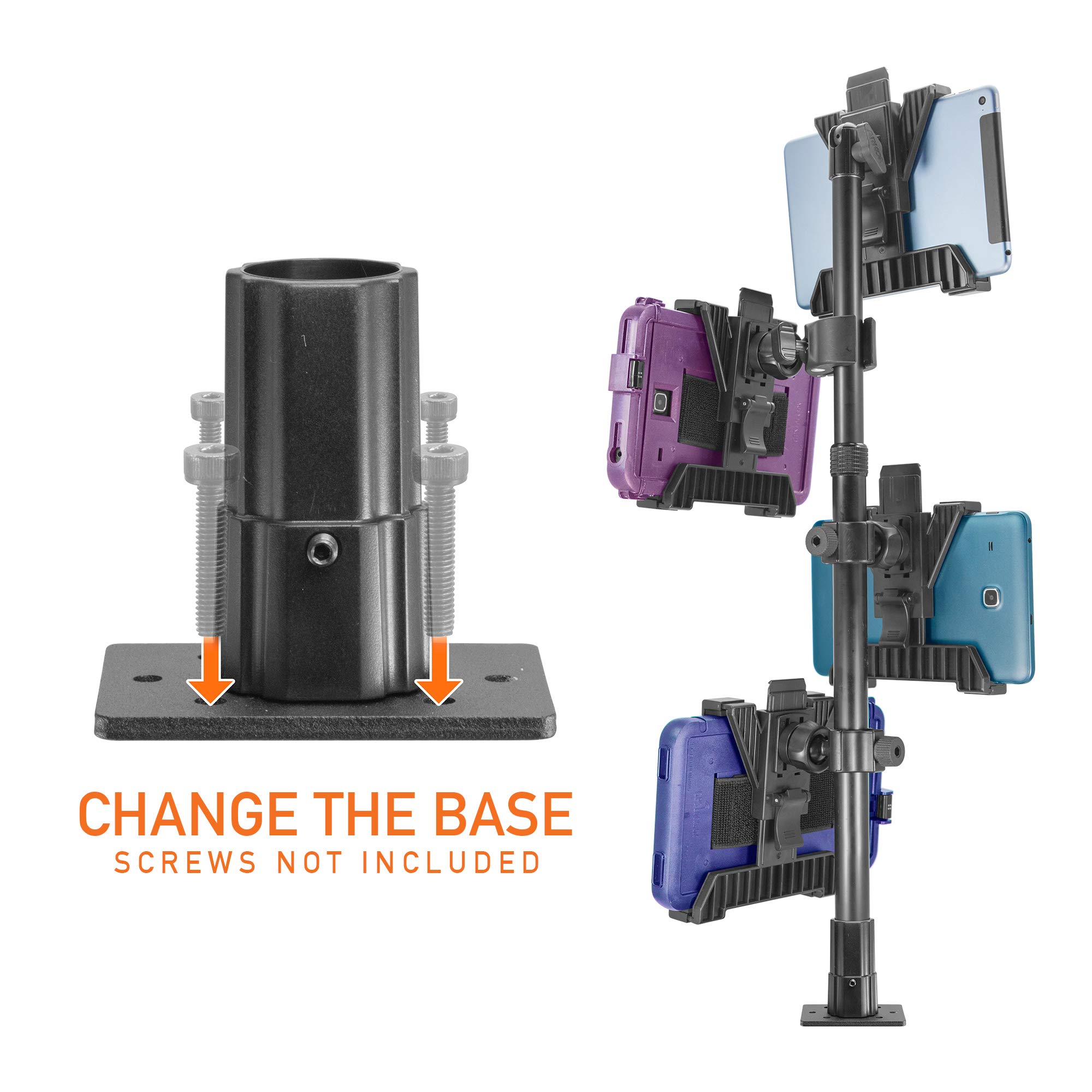 iBOLT TabDock Point of Purchase Clamp Mount - with 4 Tablet Holders Perfect for Multiple delivery Applications (DoorDash, Uber eats, Postmates, etc.) Fits 7 to 10 inch Tablets