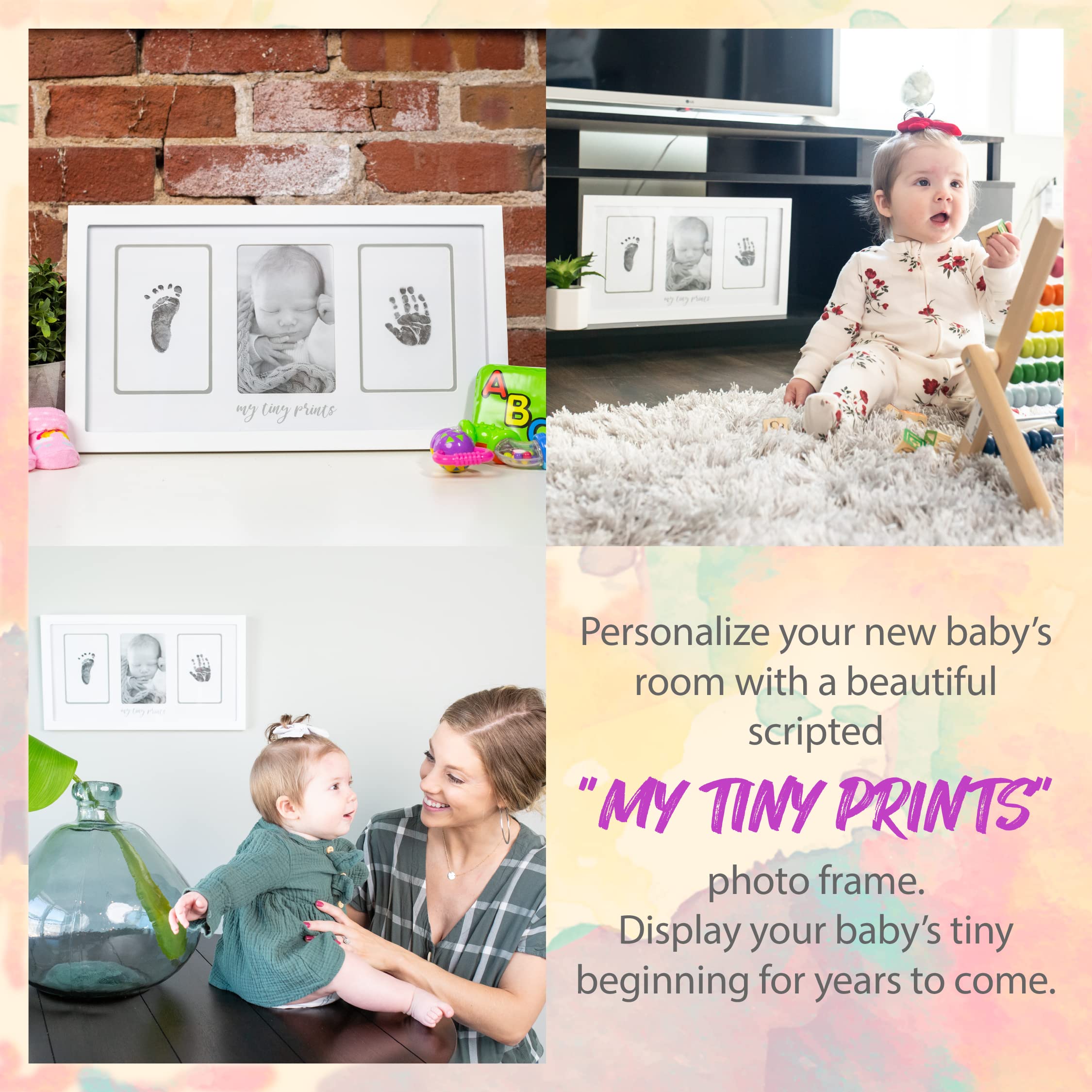 Felt Like Sharing Baby Hand and Footprint Kit, White Frame, Baby Footprint Kit
