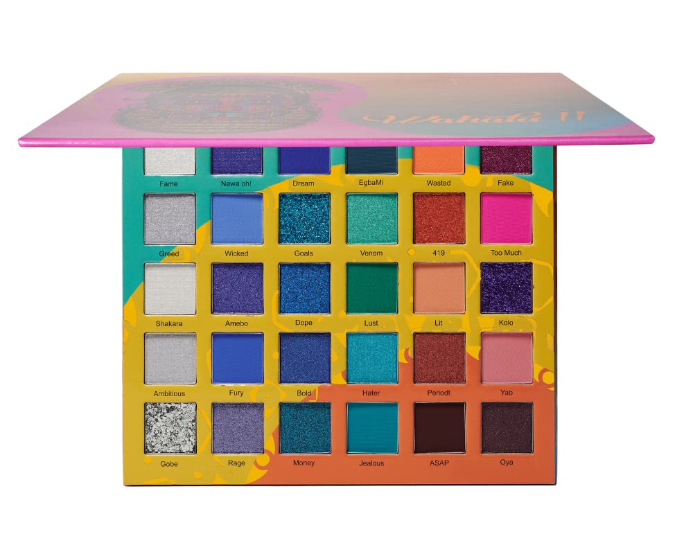 Juvia's Place Palette Wahala 2 - Ice Cold, Periwinkle, Cobalt Blue, Aquamarine, Orange, Pink Palette, 30 Shades, Professional Eye Makeup, Pigmented Palette for Eye Color & Shine