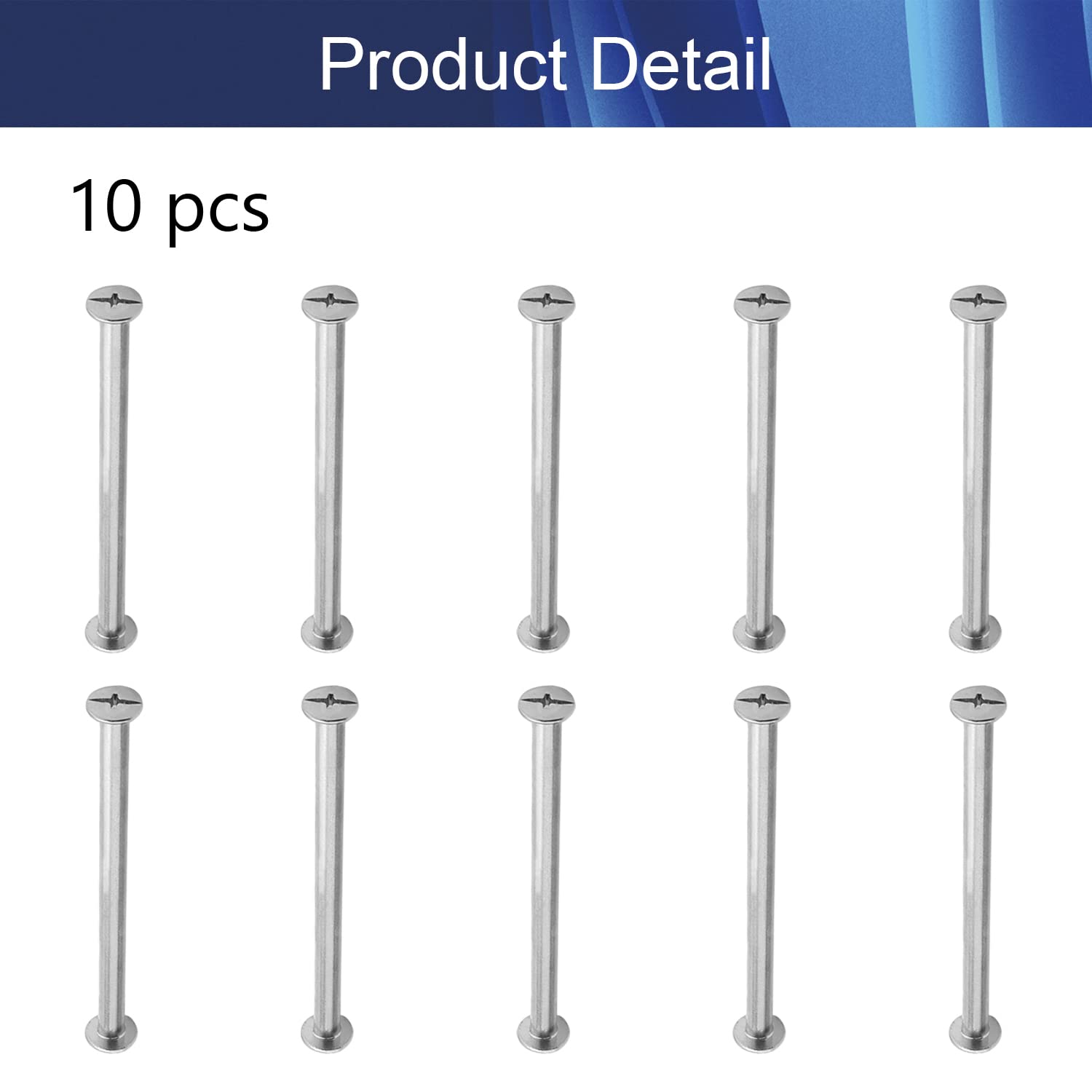 Juvielich 10 Sets Screw Post Fit for 3/16"(5mm) Hole Dia, Female M5x75mm Belt Buckle Binding Bolts Leather Fastener for Scrapbook Photo Albums Binding