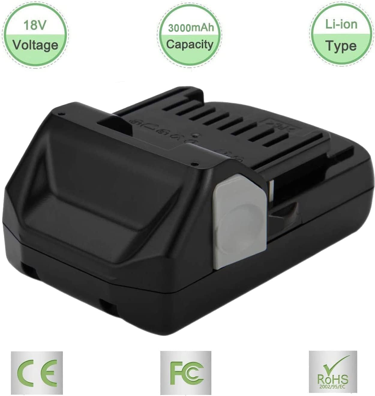 2Pack 3000mAh 18V Battery Compatible with Hitachi BSL1815X BSL1815S BSL1830 BSL1830C 330139 330557 339782 Li-ion Replacement Battery