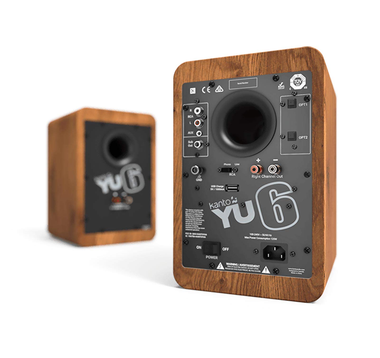 Audio Technica AT-LP120X-USB Direct-Drive Turntable Bundle with Kanto YU6 Powered Wireless Bluetooth Speakers - Black, Walnut