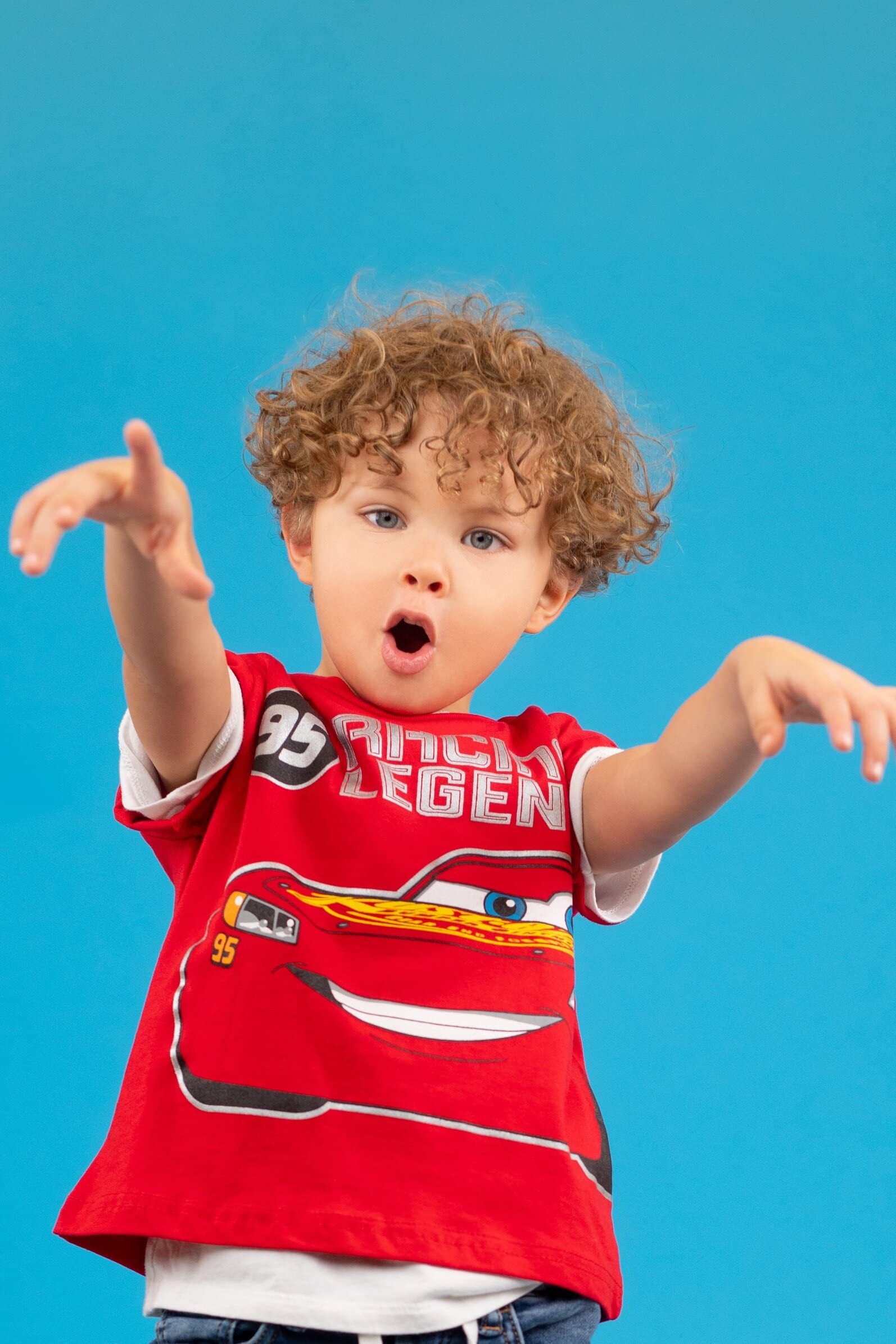 Disney Pixar Cars Lightning McQueen Toddler Boys T-Shirt Mesh Shorts Set Black/Red 4T