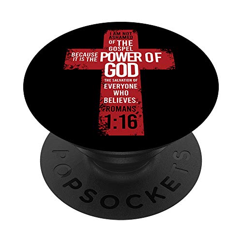 Romans 1:16 Bible Verse Religion Jesus Cross Christian Gift PopSockets PopGrip: Swappable Grip for Phones & Tablets