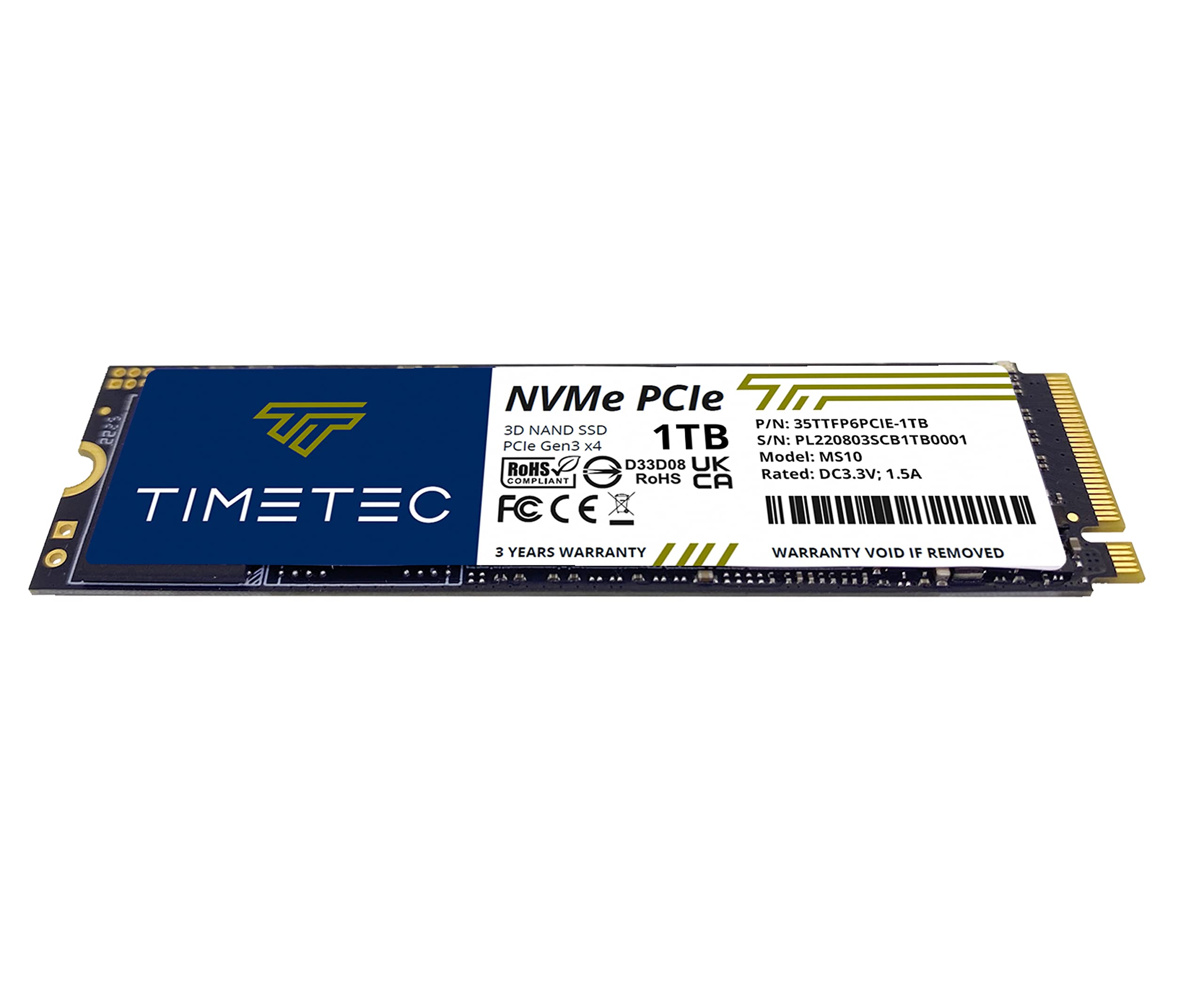 Timetec 1TB SSD NVMe PCIe Gen3x4 8Gb/s M.2 2280 3D NAND High Performance SLC Cache Read/Write Speed Up to 2,000/1,600 MB/s Internal Solid State Drive for PC Laptop and Desktop (1TB)