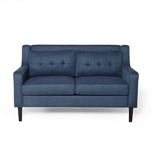 Christopher Knight Home Harva Love Seats, Navy Blue, Dark Brown