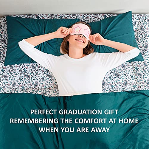 Comfort Spaces 17 Piece Bed in A Bag Comforter Set Include Sheets with 2 Side Pockets - All Season Cozy Bedding and Bedroom Organizer, College Dorm Room Essentials, Full, Henry, Teal