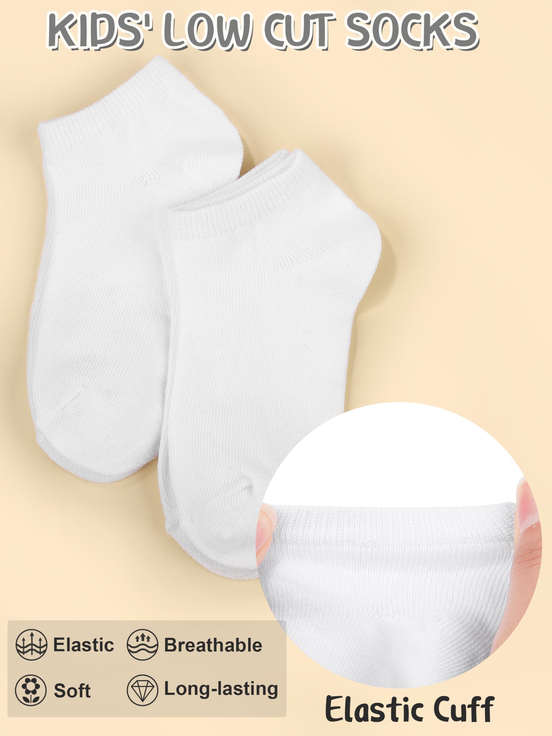 Cooraby 25 Pairs Kids' Socks Low Cut Socks Half Cushion Sport Ankle Athletic Socks for Boys Girls