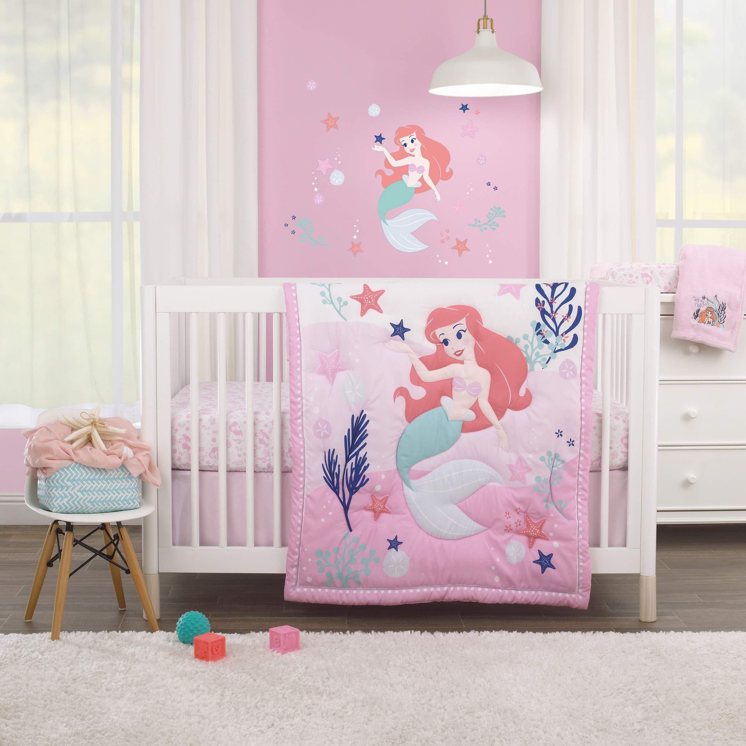 Disney The Little Mermaid Pink and Coral Ariel Cute by Nature Super Soft Baby Blanket