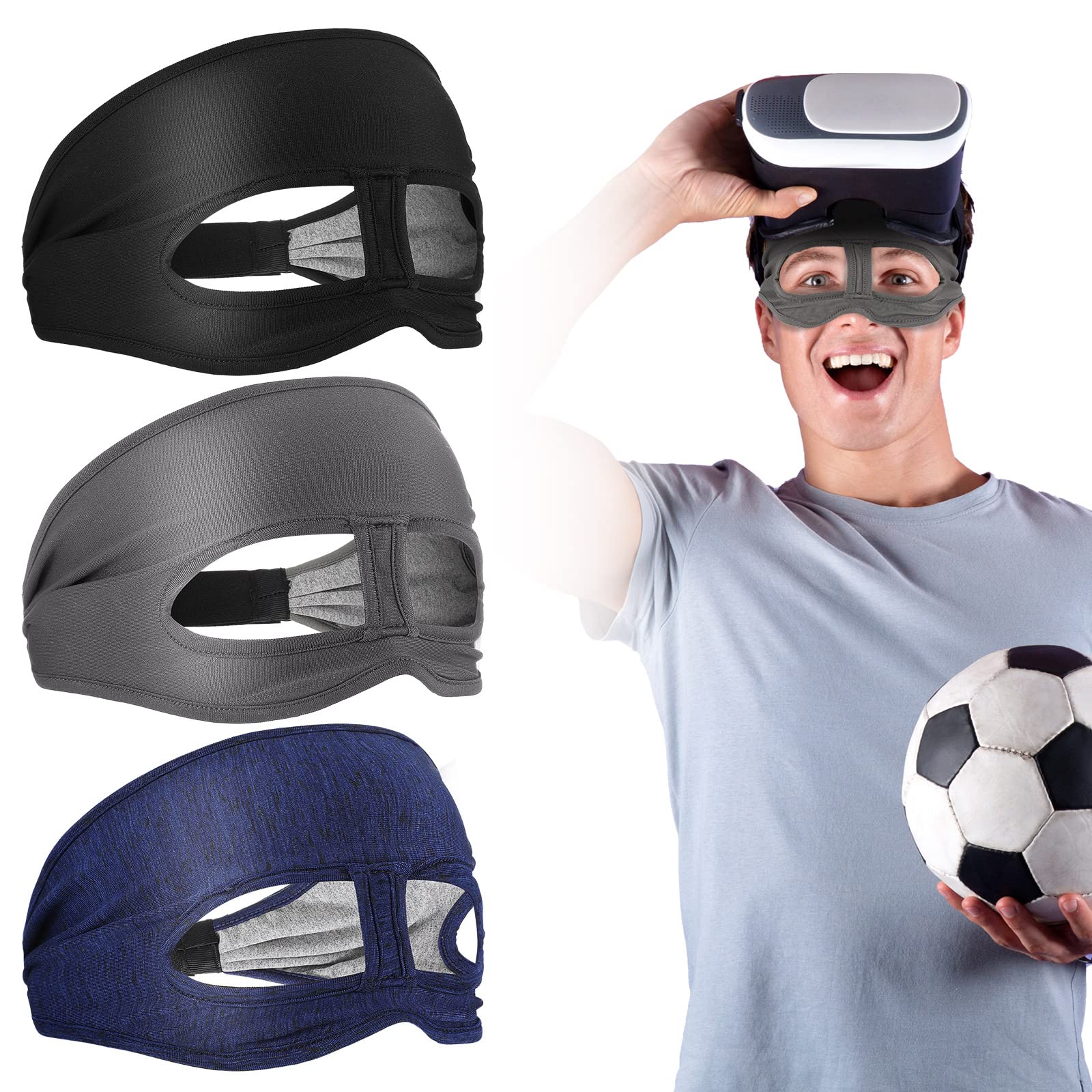 3 Pcs VR Masks VR Sweat Band Face Mask Breathable VR Eye Mask Elastic Face Cover Mask for VR Virtual Reality Headsets VR Accessories for VR Workout Use