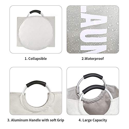 Collapsible Laundry Basket, 82L Large Laundry Hamper with Handles Foldable Washing Bin, Folding Waterproof Oxford Fabric Laundry Bag Storage Clothes Organization for Bathroom Travel Shopping College