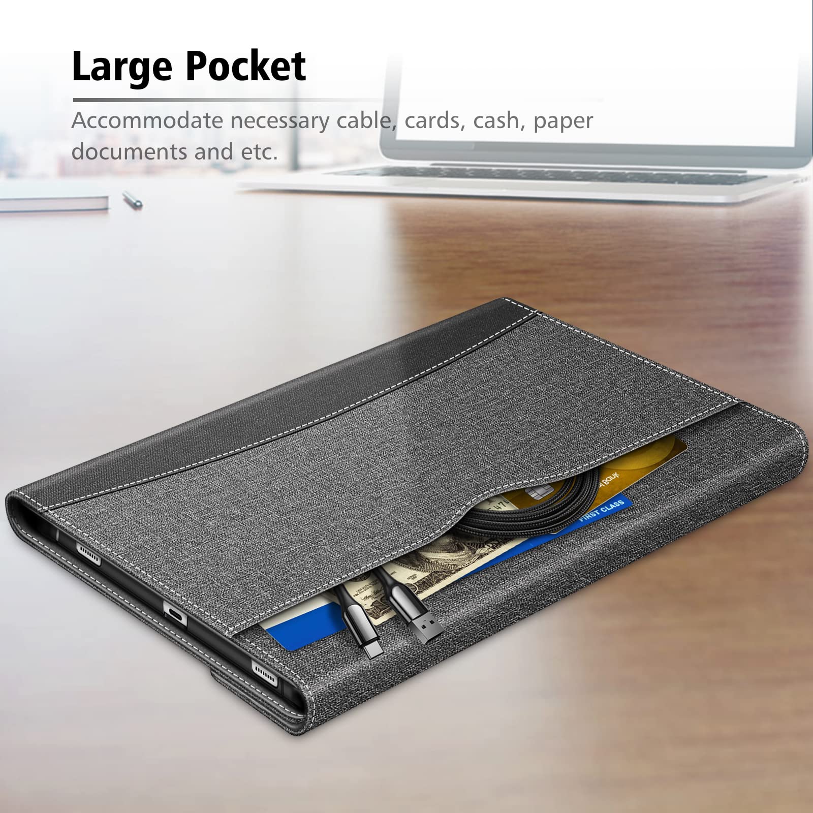 Fintie Case for Samsung Galaxy Tab S8 Plus 2022/S7 FE 2021/S7 Plus 2020 12.4 Inch with S Pen Holder, Multiple Angle Portfolio Cover with Pocket Auto Sleep/Wake, Gray