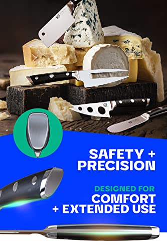 Dalstrong Charcuterie & Cheese Knife Set - 4-Piece - Gladiator Series Elite - Mini Cleaver, Serrated, Round-Tip, Forked Cheese Knives, G10 Garolite Handle, Sheath, NSF Certified