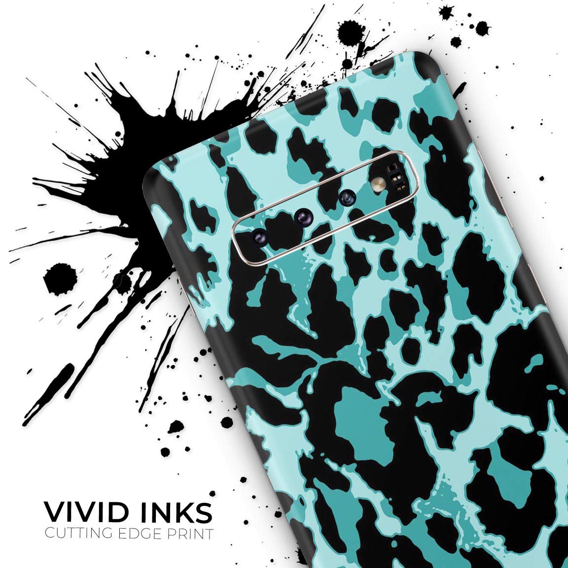 DesignSkinz Vector Hot Turquoise Cheetah Print Protective Vinyl Decal Wrap Skin Cover Compatible with The Samsung Galaxy S20 (Screen Trim & Back Glass Skin)