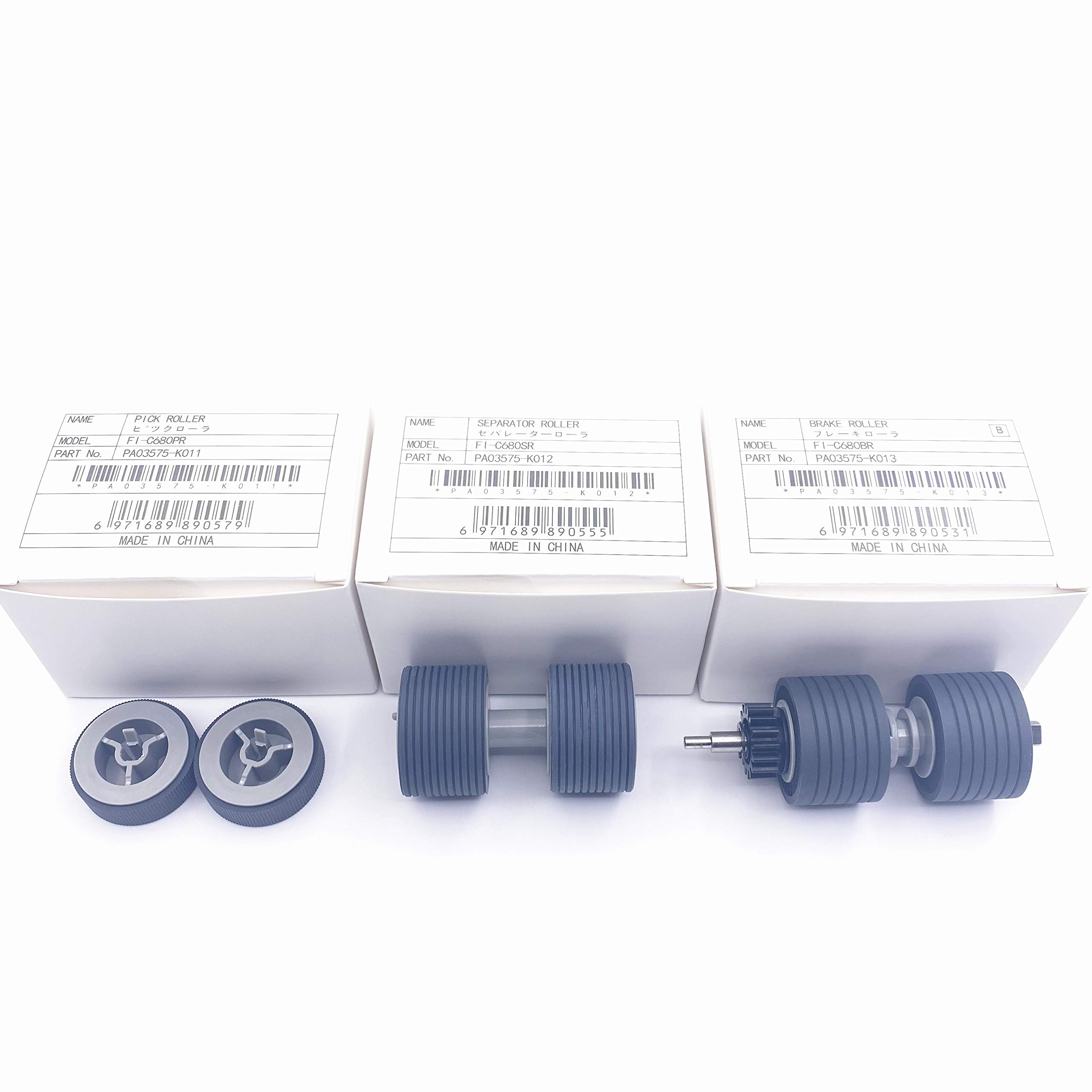 Case of 10 Pack,OKLILI PA03575-K011 PA03575-K012 PA03575-K013 Pick Roller Set Brake Roller Separator Roller Compatible with Fujitsu fi-6400 fi-6420 fi-6800 fi-7800 fi-7900