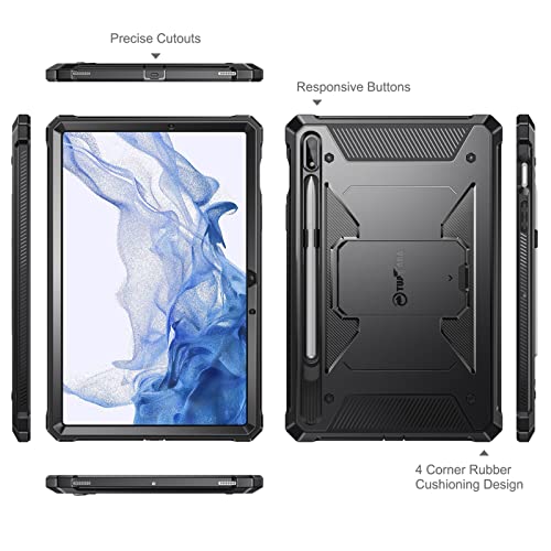 Fintie Case for Samsung Galaxy Tab S8/Tab S7 11 Inch (Model SM-X700/X706/T870/T875/T876), Tuatara Rugged Unibody Hybrid Full Protective Bumper Kickstand Cover Built-in Screen Protector, Black
