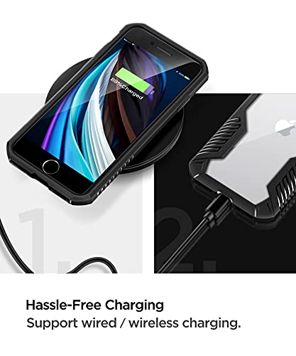 MOBOSI Compatible with iPhone SE 2022 Case/iPhone SE 2020/iPhone 8/7 Case, Rugged Military Grade Hard Vanguard Armor Cover Heavy Duty Shockproof Protective Phone Case 4.7 Inch (Matte Black)