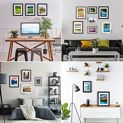 BEYAHELA Rustic 4x6 Picture Frame Set 6 Pack, White 4x6 Photo Frames with Mat, Distressed Wood Farmhouse Frame for Table Top Display Frames 4x6 for Wall Decoration with Real Glass&Hang nails (Mixed)