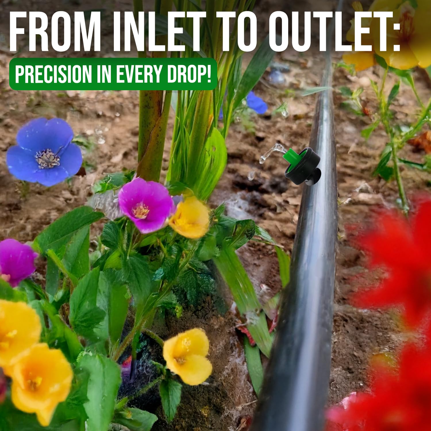 Pressure Compensating Drippers (Pack of 100) - 1L/h Flow Rate by- Ideal for Home Gardens, Orchards, and Greenhouses