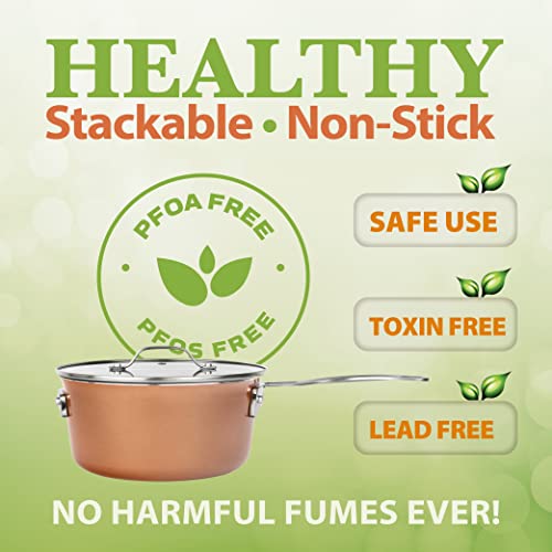 Gotham Steel Stackmaster Pots & Pans Set β Stackable 10 Piece Cookware Set Saves 30% Space, Ultra Nonstick Cast Texture Coating, Includes Fry Pans,, Saucepans, Stock Pots and More β Dishwasher Safe