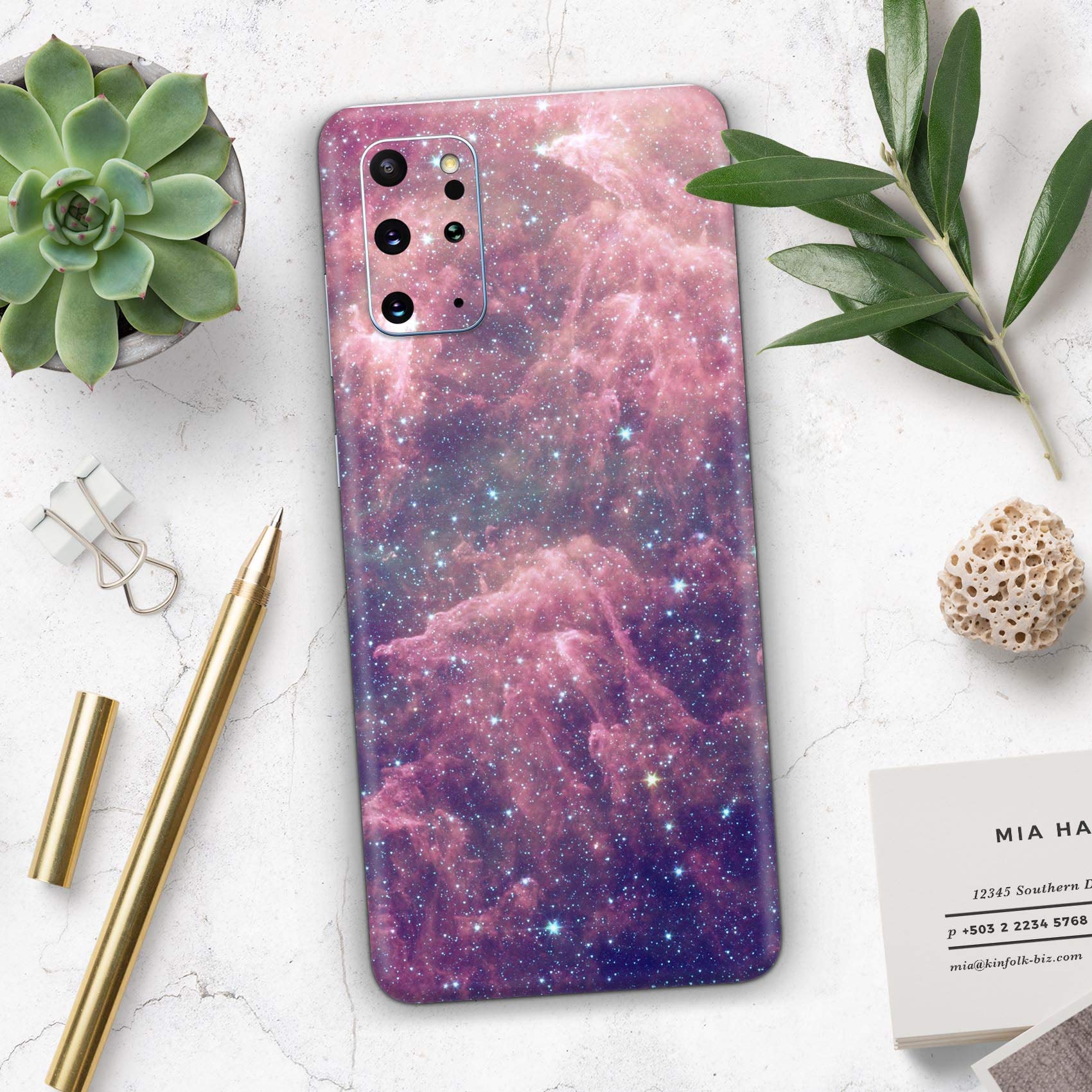 DesignSkinz Vibrant Sparkly Pink Nebula Protective Vinyl Decal Wrap Skin Cover Compatible with The Samsung Galaxy S20 (Screen Trim & Back Glass Skin)