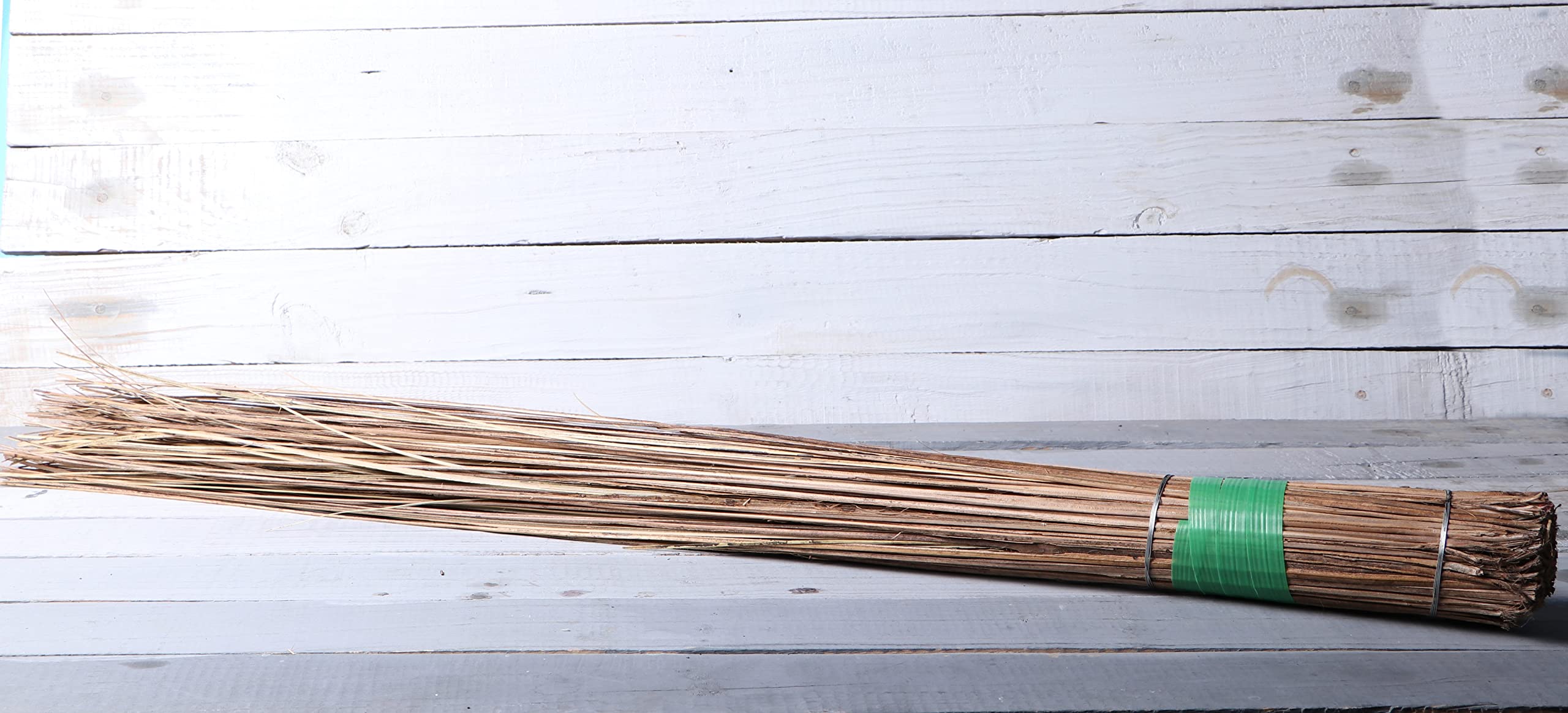 3 Piece of 32 inch Multi-Surface Sturdy Outdoor Authentic Coconut Leaf Broom Asian Heavy Duty Broom Thai Natural Coconut Leaf Broom (Country Rustic)