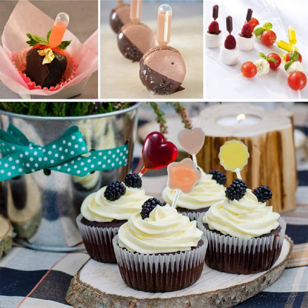4ml 200Packs Plastic Cupcake Pipettes, Baking Pipettes, Squeeze Dropper Liquid Infuser Transfer Pipettes for Cupcakes, Strawberries