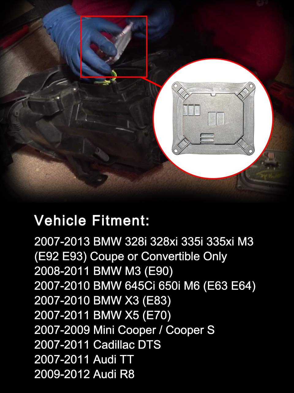1307329153 Xenon HID Ballast Headlight for BMW 328i 335i M3 645i 650i X5 X3 Mini Cadillac DTS TT R8 Replace# 1 307 329 153 63117182520 25806714- Control Unit Module