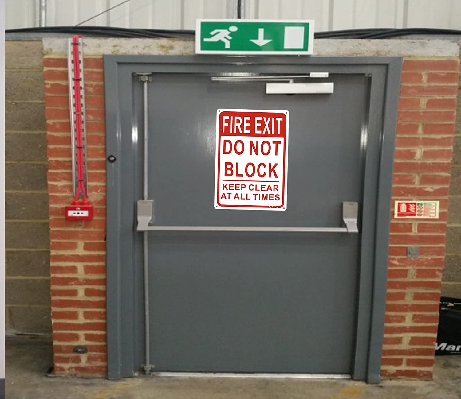 Fire Exit Sign, Do Not Block Door Signs, Keep Clear at All Times Sign, 10 x 7 Inches Rust Free Aluminum, Weather/Fade Resistant, Easy Mounting, 2 Pack