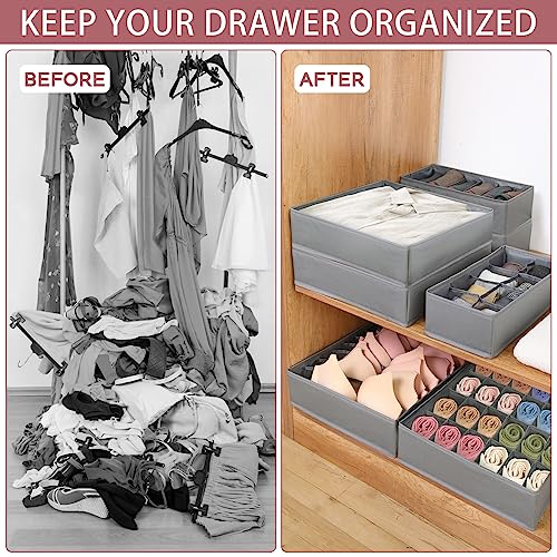 8 Pack Drawer Organizers for Clothing, Drawer Organizer Clothes Fabric Foldable Underwear Organizer, Dresser Organizer Closet Storage Dividers Bins for Storing Sock, Bra, Panty, Scarf, Belt, Ties