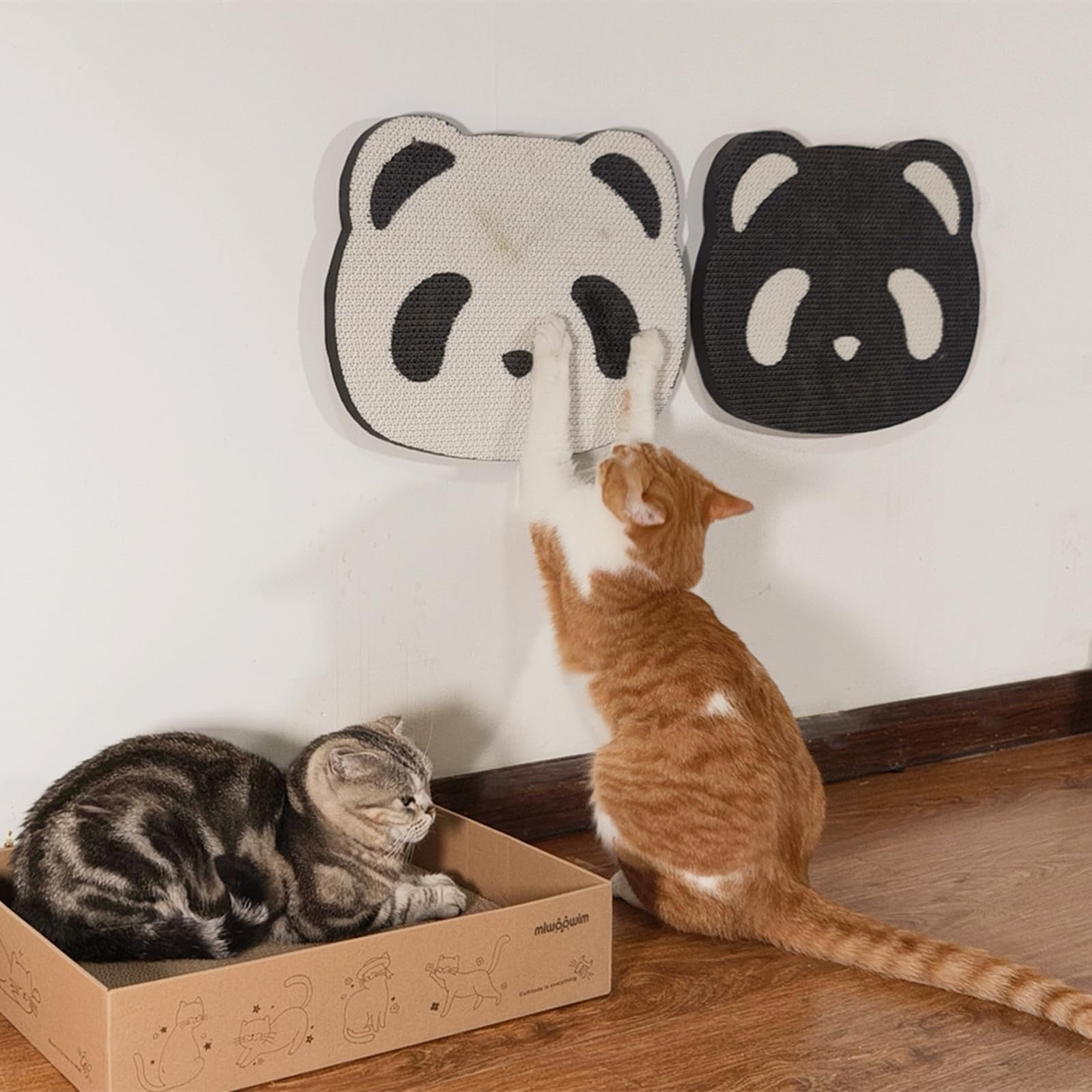 4 Packs in 1 Cat Scratcher Wall Mounted,2 PCS Cute Cat Scratch Pad with Box for Cats Nail File,Couch Protector Scratching Posts for Indoor Cats Adults Cat