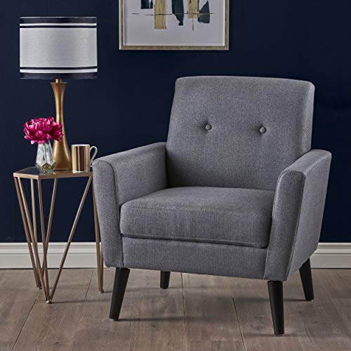 Christopher Knight Home Sienna Mid-Century Modern Fabric Club Chair, Dark Grey