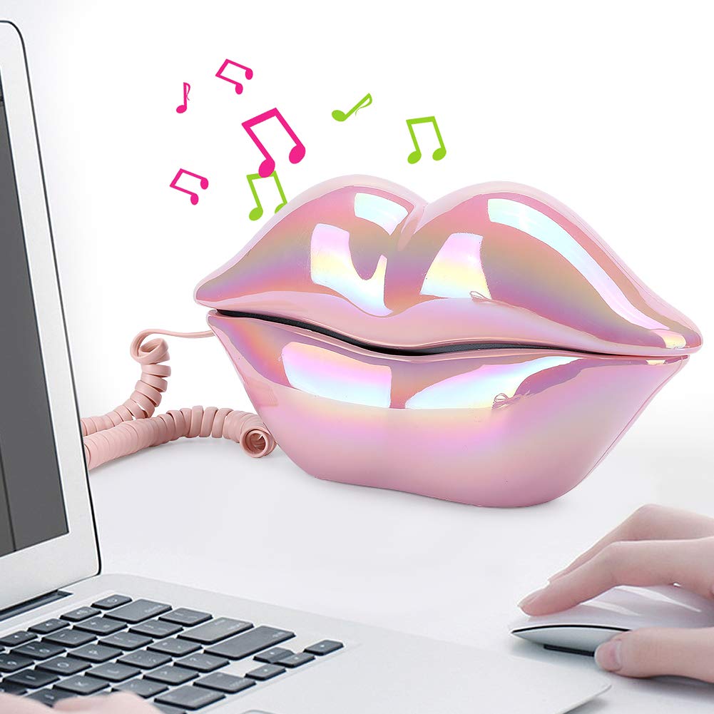 Corded Sexy Lip Telephone, Real Work Mouth Landline Phones, Wired Lip Phone for Decoration/Home/Office/Art Decor