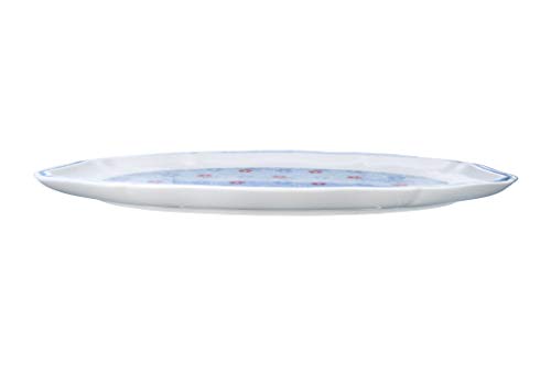 Creative Co-Op 15.25" Floral Stoneware Blue Scalloped Rim Platter