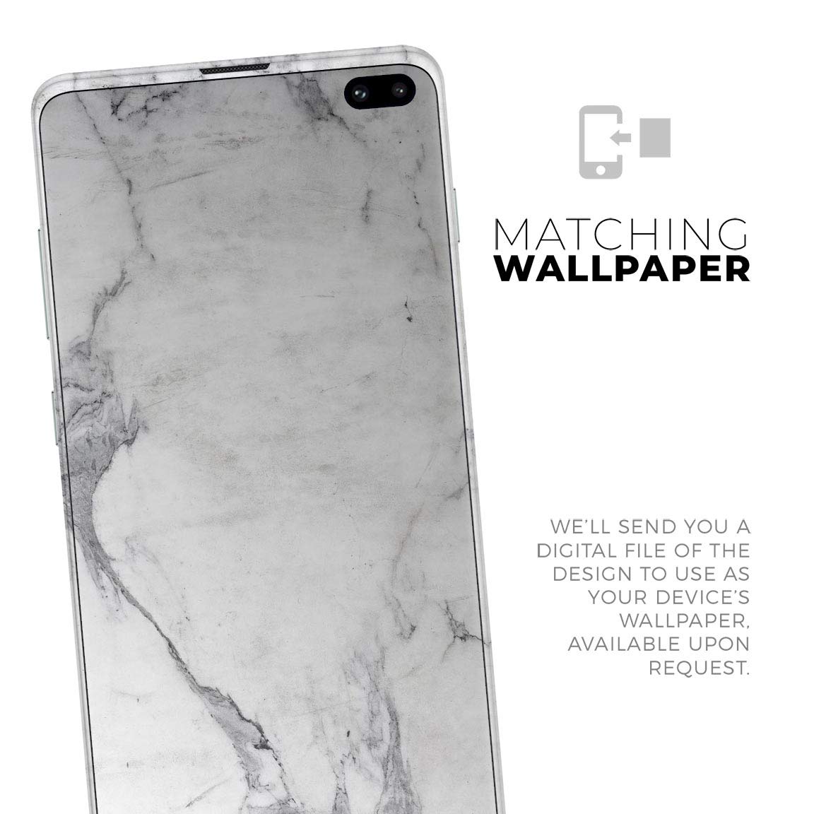 DesignSkinz White & Grey Marble Surface V1 Protective Vinyl Decal Wrap Skin Cover Compatible with The Samsung Galaxy S20 (Screen Trim & Back Glass Skin)
