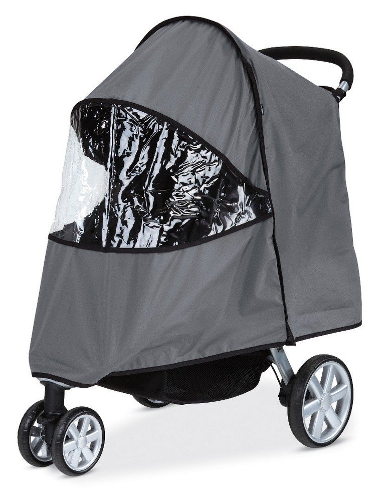 Britax B-Free Stroller Wind and Rain Cover | Easy Install + Air Ventilation + Storage Pouch Included Grey