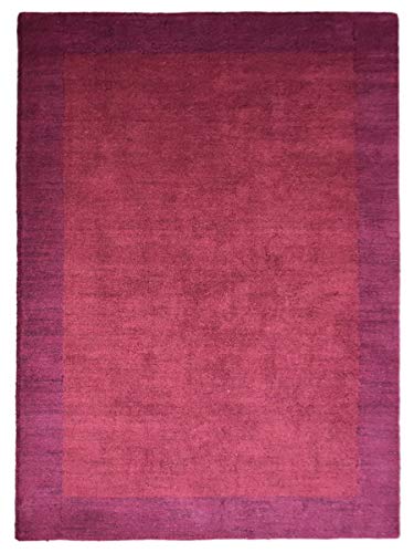 Rugsotic Carpets Hand Knotted Gabbeh Silk and Wool 6'x9' Area Rug Contemporary Red LSM201