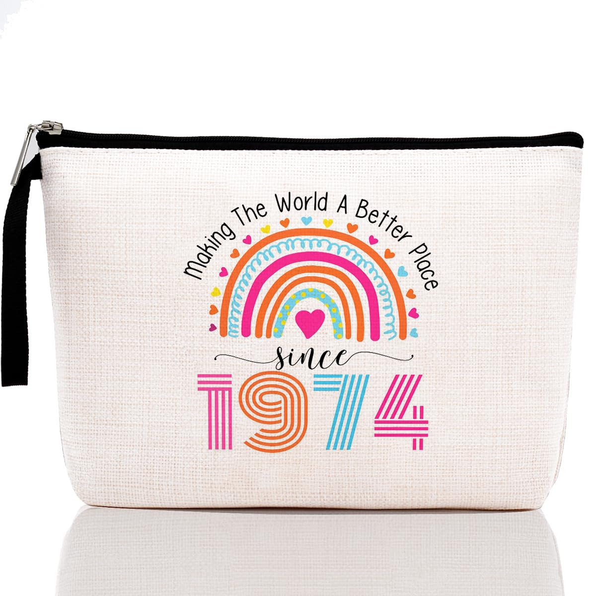 Hanamiya Na 51th Birthday Gifts for Women-Making The World A Better Place Since 1974, 51 Years Old Makeup Bag for Her, Friend, Mom, Sister, Wife, Aunt, Coworker Boss