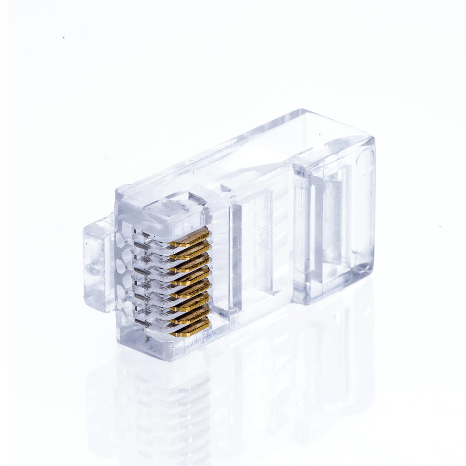 Cat5e RJ45 Modular Plugs, 8P8C UTP Ethernet Crimp Connectors, Solid or Stranded Cable Ends, Gold-Plated Contacts (200 Pack)