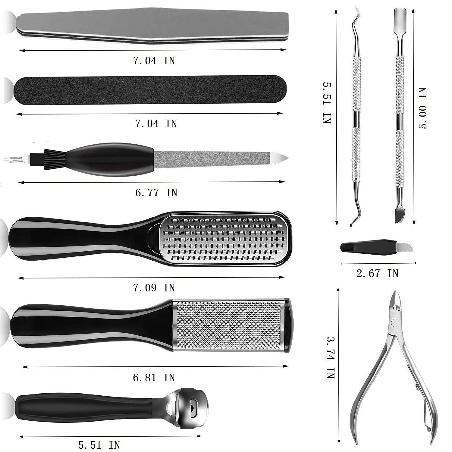 Professional Pedicure Kit, 26 in 1 Stainless Steel Foot Care Tools With Foot File and Callus Remover for Men Women Travel