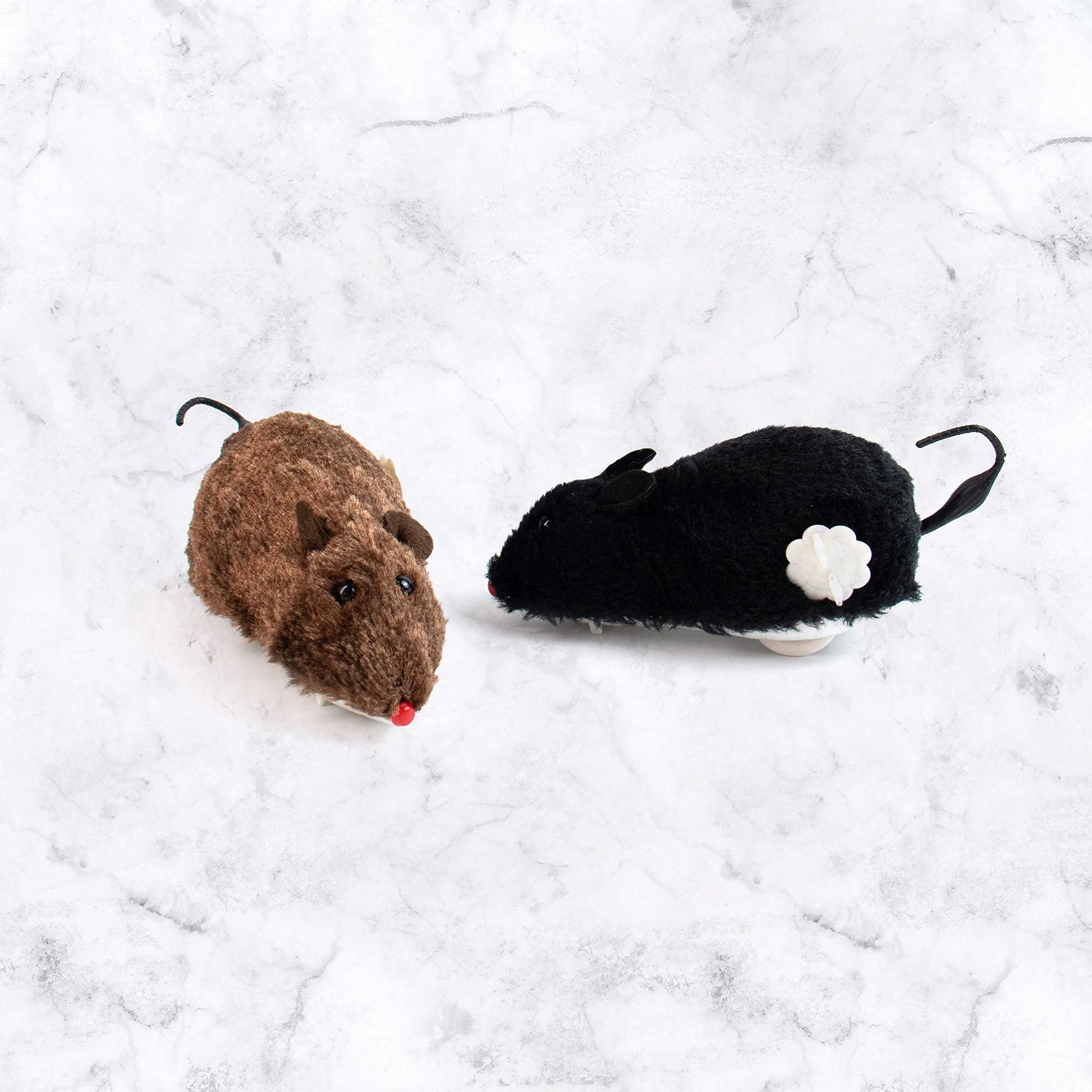 AUEAR, 4 Pack Wind Up Mouse Racing Mini Jumping Rat Plush Mice Realistic Looking Pet with Twirling Tail