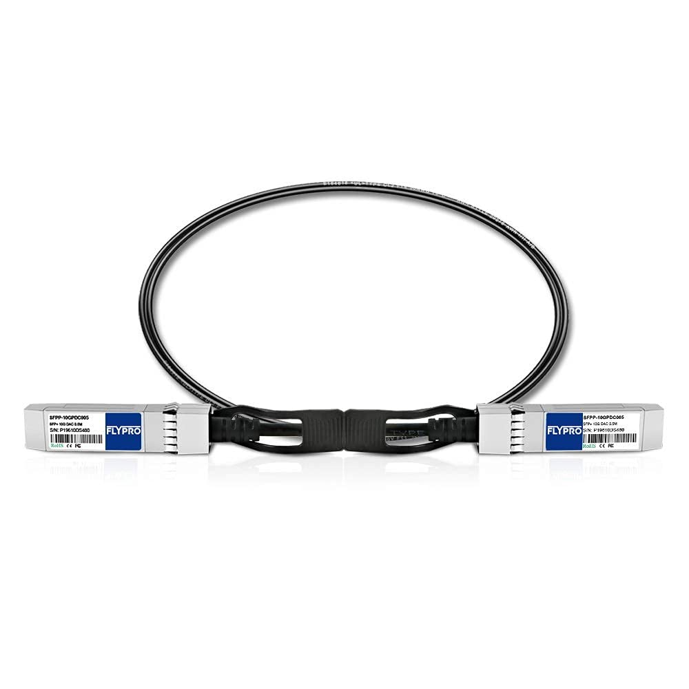 FLYPROFiber- 0.5m(1.6ft) SFP+ Cable, 10G DAC Cable, SFP to SFP Twinax Passive Cable for Cisco SFP-H10GB-CU0.5M, Ubiquiti, Netgear, Mikrotik, Supermicro | Length Options: 0.5m-7m