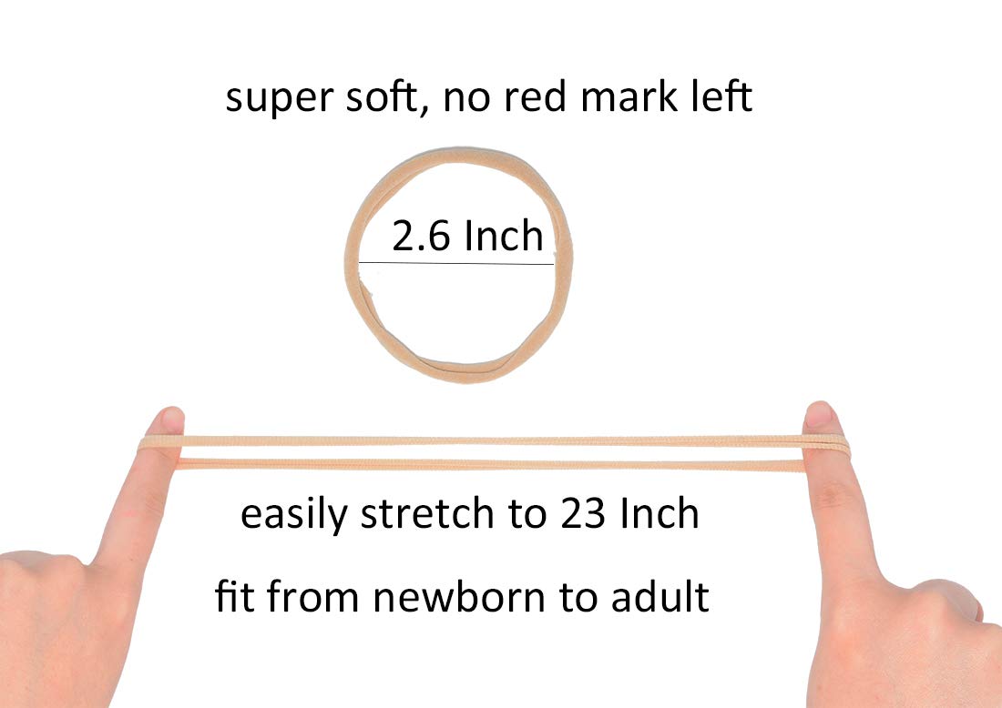 catin Super Soft Nude Nylon Headband For Newborn Baby Kids, High Stretchy, 20 Pcs For DIY Crafts