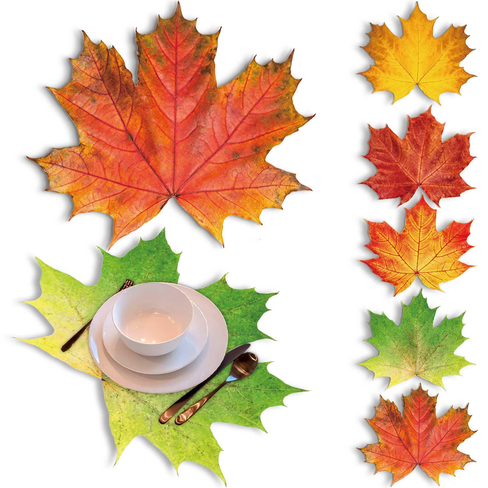 50 Pack Mother's Day Father's Day Table Mats Mexican Disposable July 4th Patriotic Paper Place Mats Fall Placemats Paper Valentine's Day Mats for Home Dining Table Decor(Leaf Style)